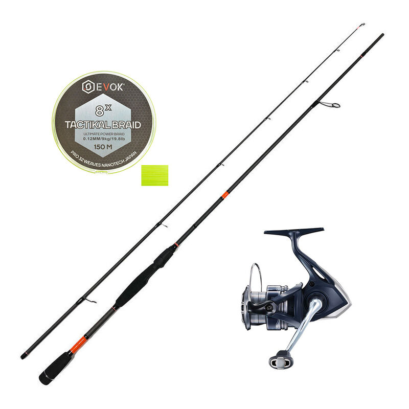 Canne Spinning Master Lures 1m80, 4-18g + Catana 100FE + Tresse Offerte