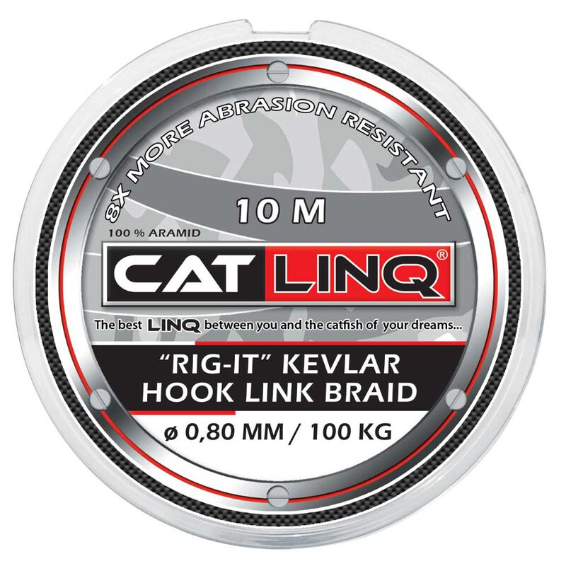 Tresse à bas de ligne silure cat linq rig-it kevlar hooklink braid dark brown 10m | Pacific Pêche
