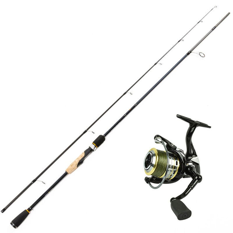 Ensemble Canne Spinning Sakura Rookie XP 702M 2,10m 14-42g + Moulinet Alendo 2004FD + Tresse 12/ ...