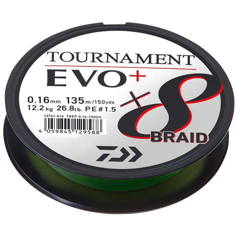 Tresse Daiwa Tournament x8 Braid EVo+ Dark Green 135m | Pacific Pêche