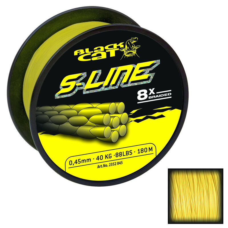 Tresse silure black cat s-line jaune 8 brins | Pacific Pêche