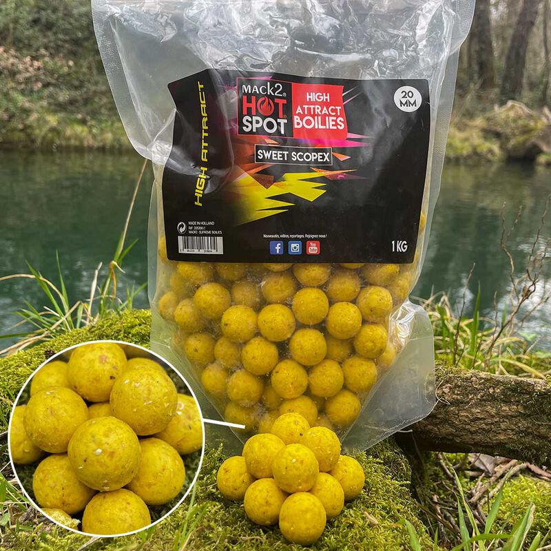 Bouillettes Mack2 High Attract SWEET SCOPEX 20mm 1kg - Denses pêche à ...